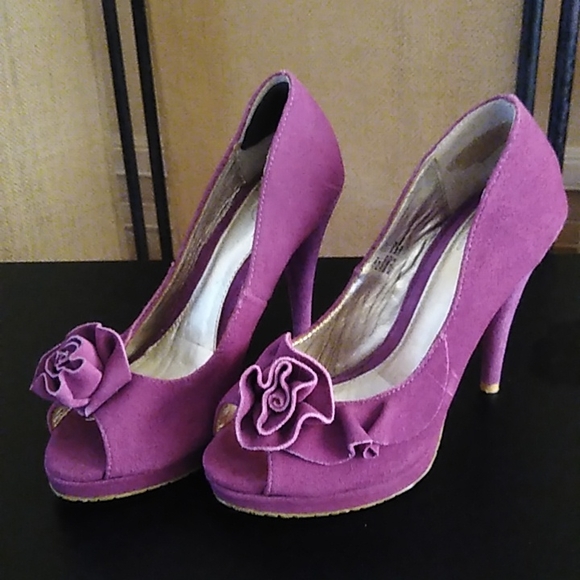 Cheryl Burke | Shoes | Open Toe Suede 4 Inch Heel With 2 Inch Platform ...
